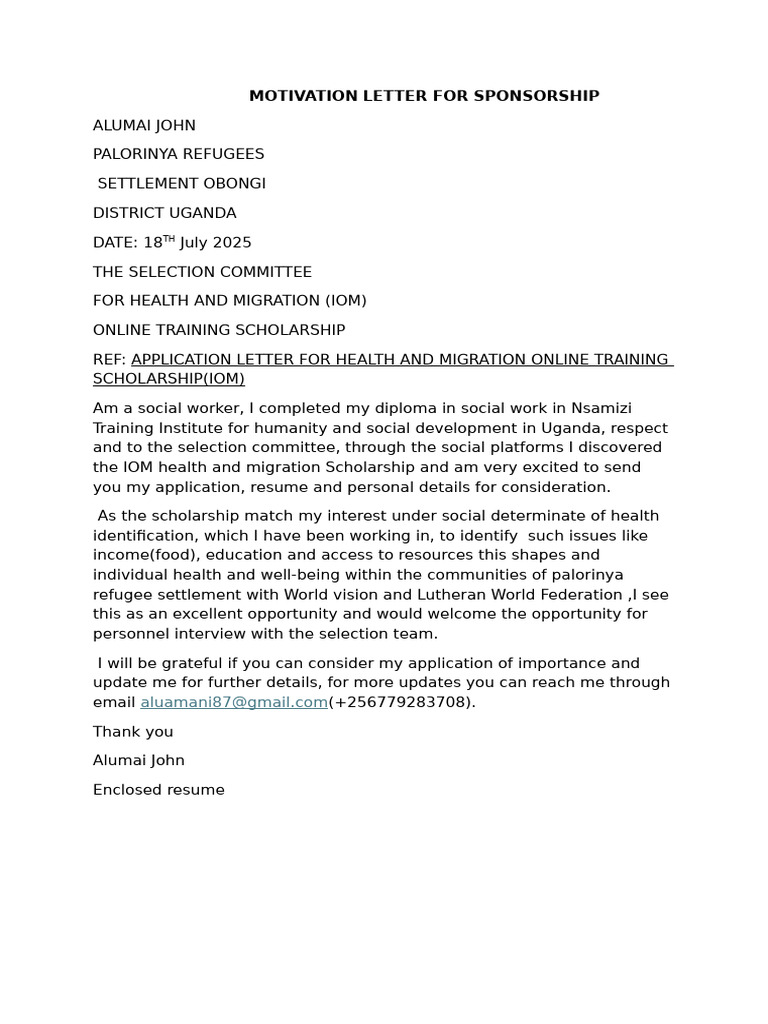 Motivation Letter | PDF