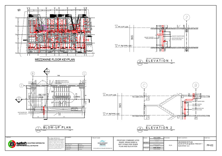 Mezzanine Fire Exit Elevation Plans | PDF | Stairs