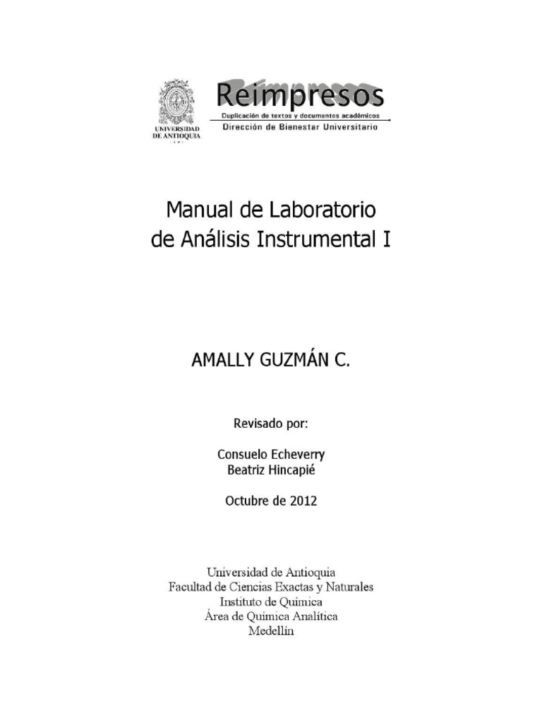 Manual de Laboratorio Análisis Instrumental | PDF
