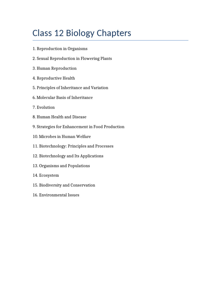 Class12 Biology Chapters | PDF