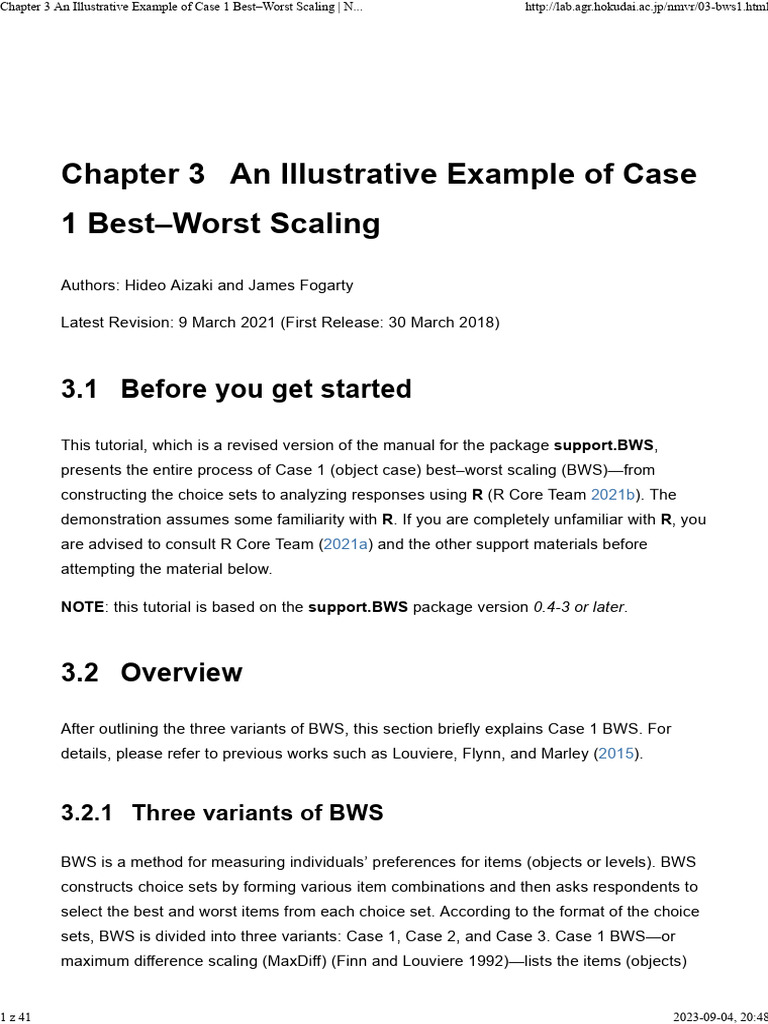 Chapter 3 An Illustrative Example of Case 1 Best-Worst Scaling - Non ...