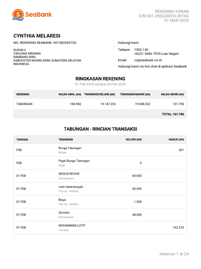 Seabank Statement 20250331 | PDF