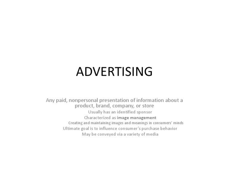 Definition of Advertising Explained | PDF