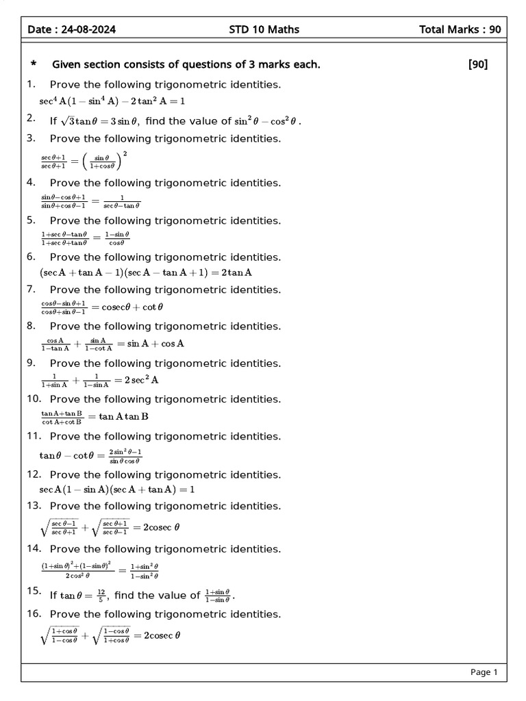 Trigonometry Homework | PDF | Trigonometry | Trigonometric Functions