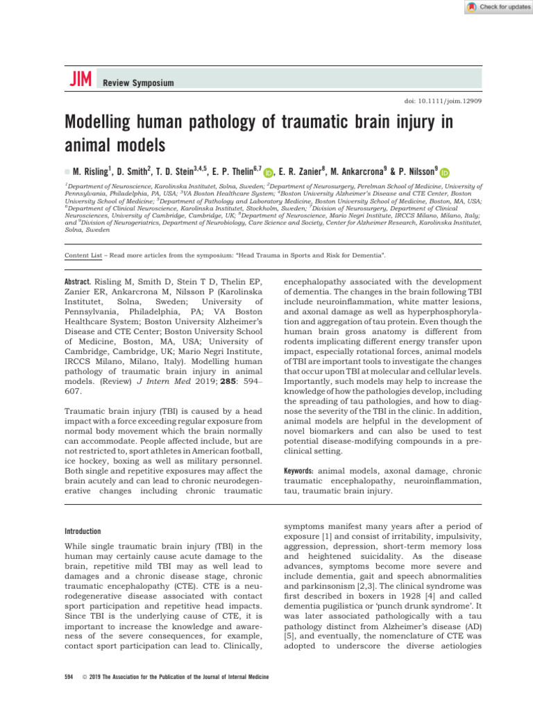 Journal of Internal Medicine - 2019 - Risling - Modelling Human ...