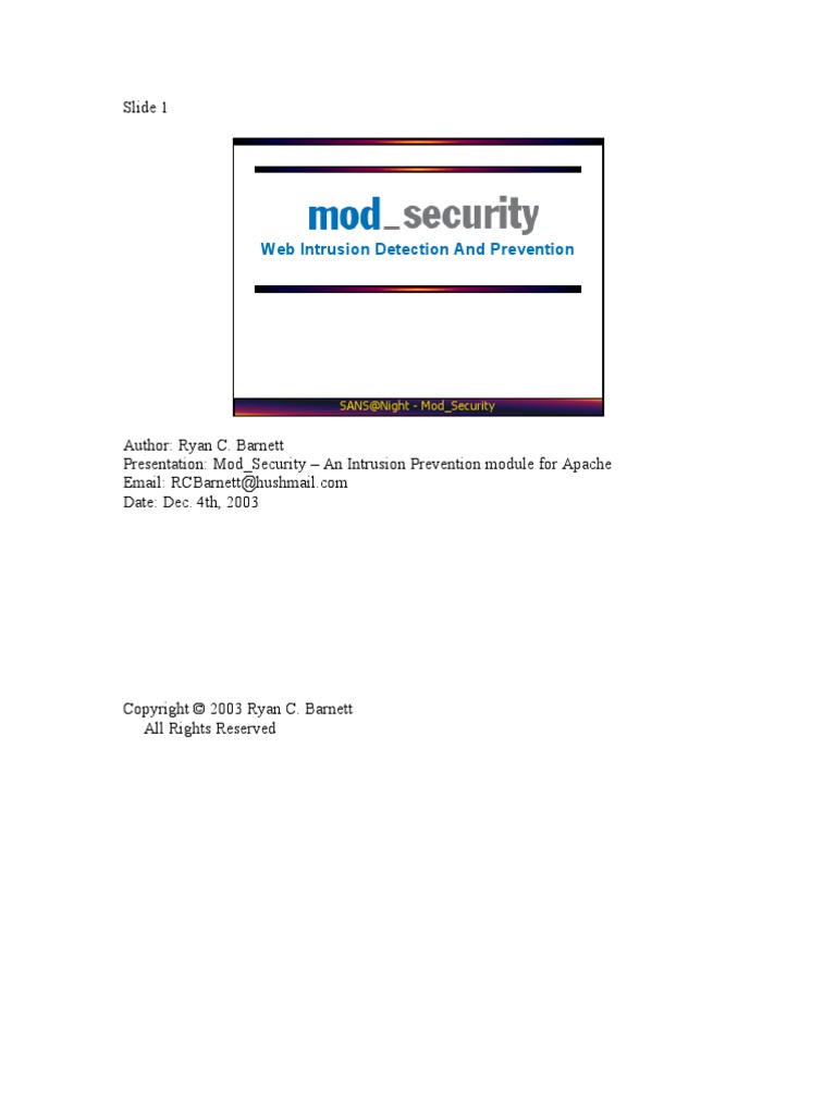 Mod Security | PDF | Hypertext Transfer Protocol | Firewall (Computing)