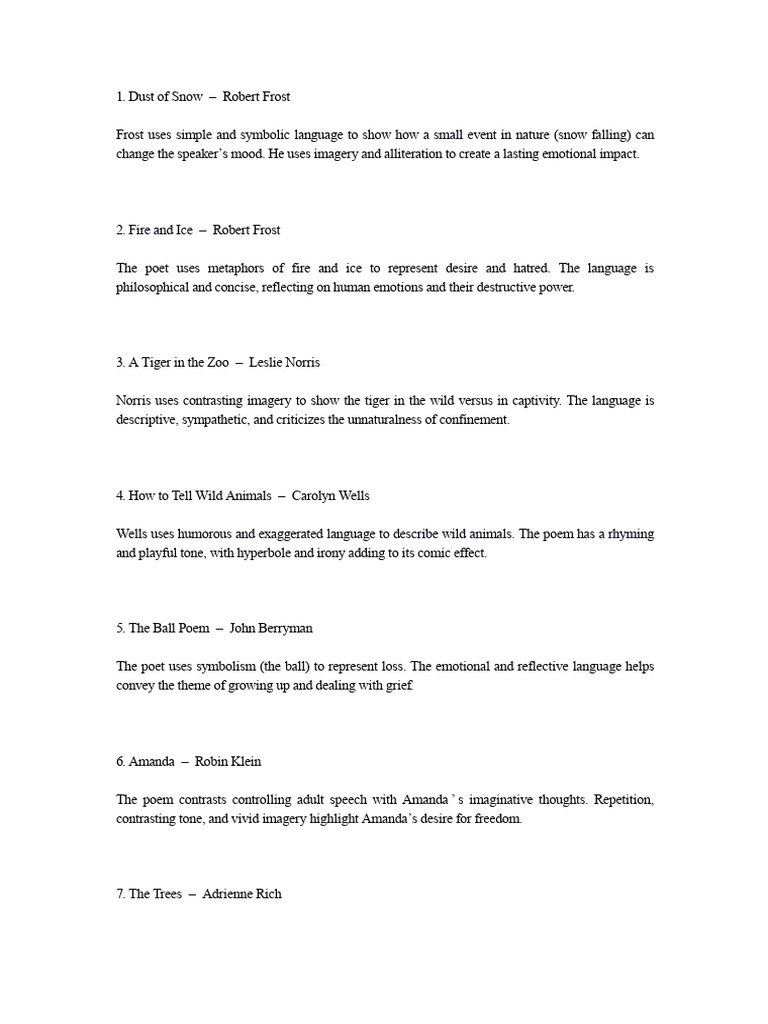 Analysis of Iconic Poems and Themes | PDF