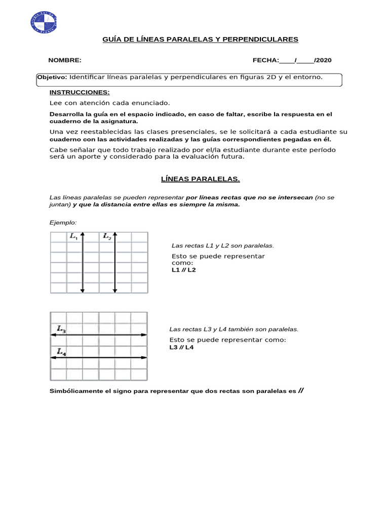 Guía de Líneas Paralelas y Perpendiculares | PDF | Perpendicular | Ángulo