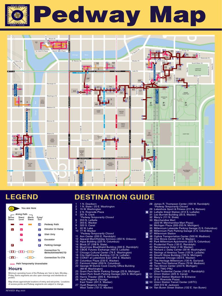 Chicago Pedway System Map 2025 Pdf Chicago