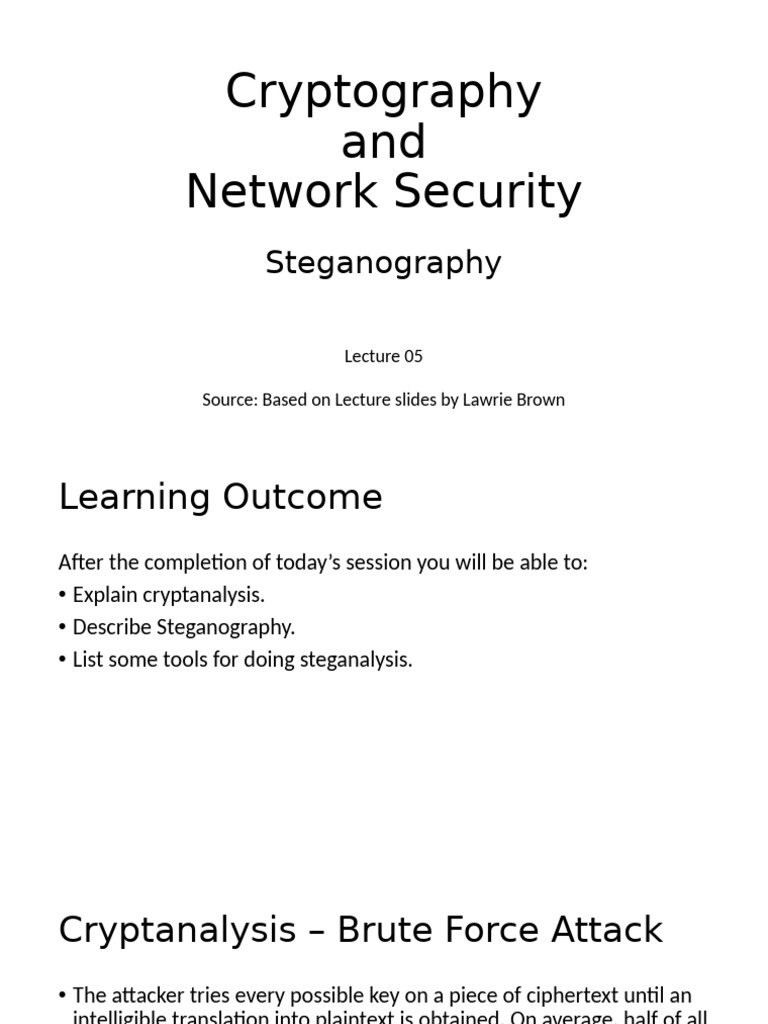 Lecture 05 - Steganography | PDF | Cryptanalysis | Cryptography