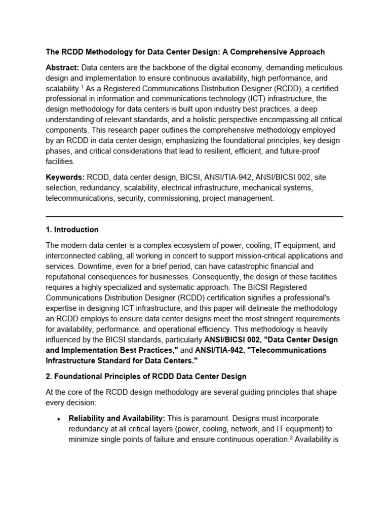 The RCDD Methodology For Data Center Design | PDF | Data Center ...