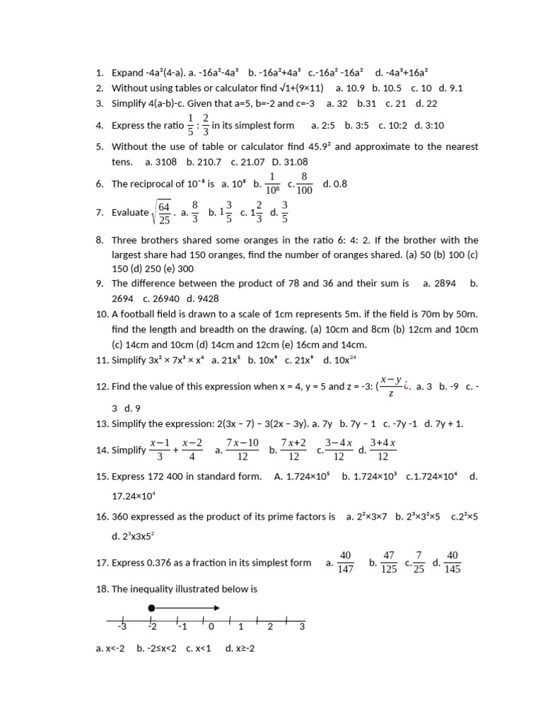 JSS2 Third Term Maths Exam | PDF | Mathematics
