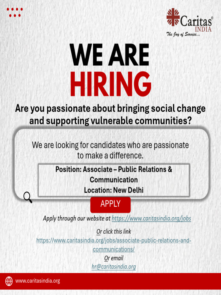 Caritas India: PR & Communication Associate | PDF