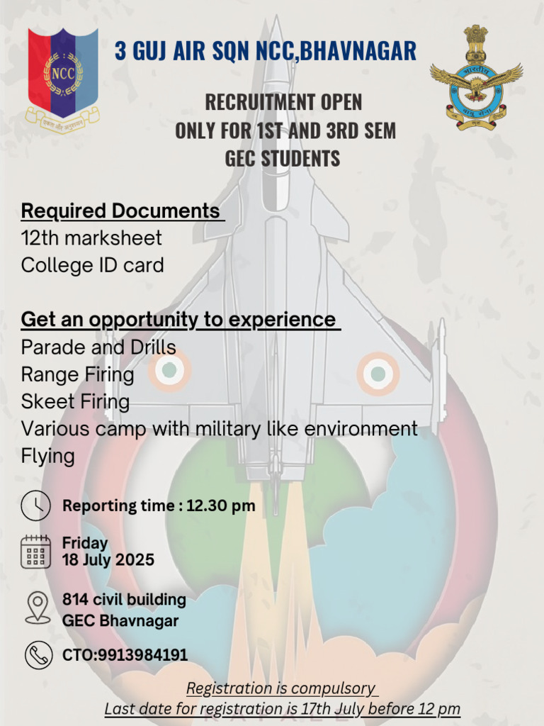 NCC Air Wing CDT Recruitment | PDF