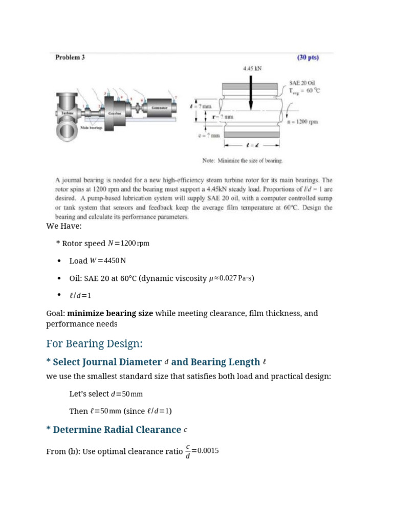 Bearing Design Calculation | PDF | Viscosity | Chemical Engineering