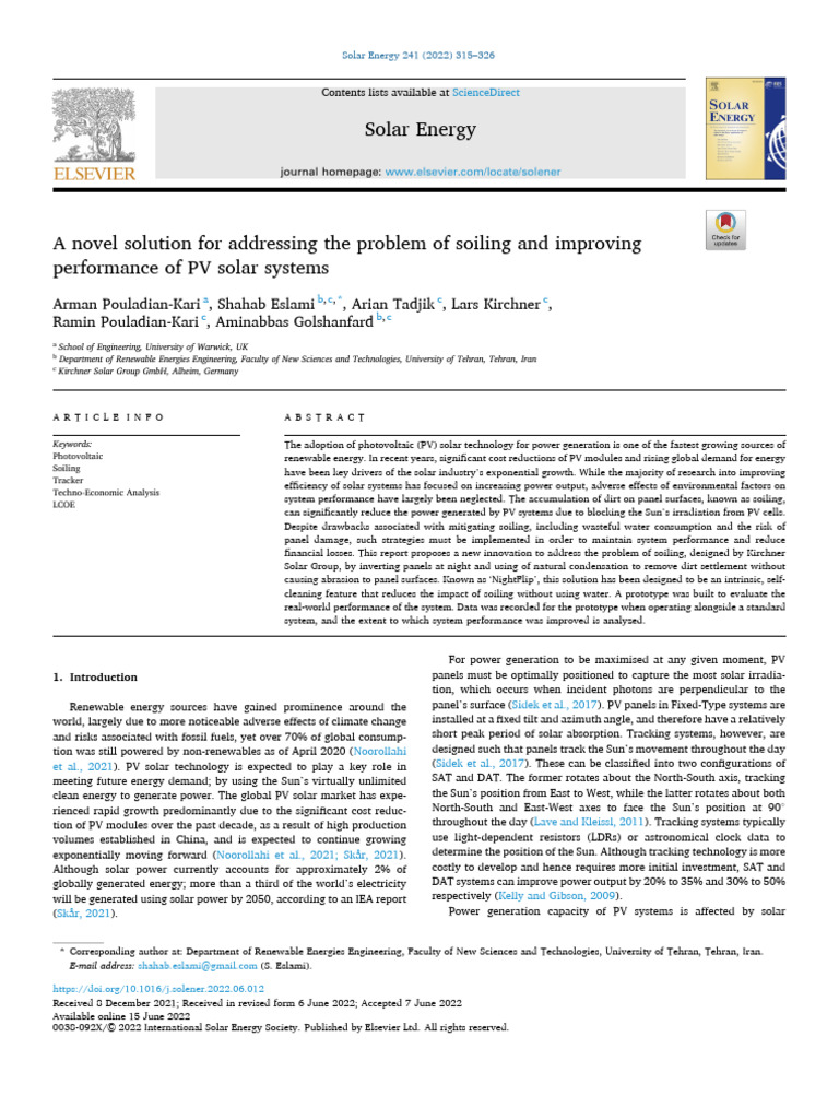 A Novel Solution For Addressing The Problem of Soiling and Improving ...