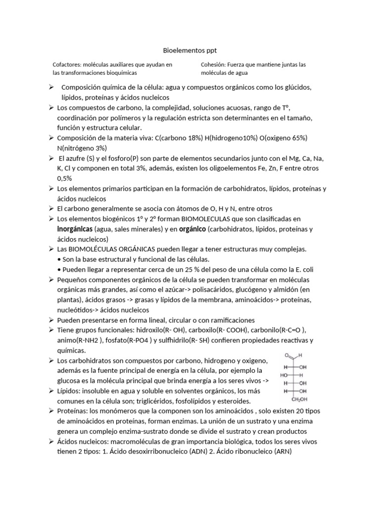 Bioelementos | PDF | Compuestos orgánicos | Enlace covalente