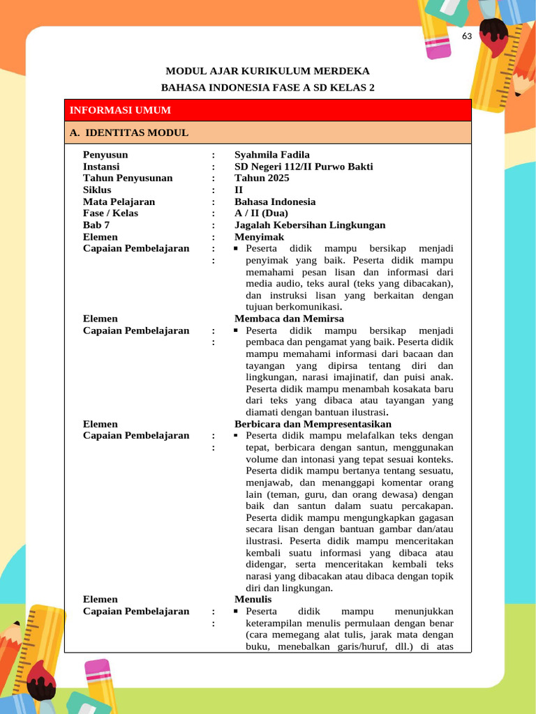 Modul Ajar Siklus II | PDF