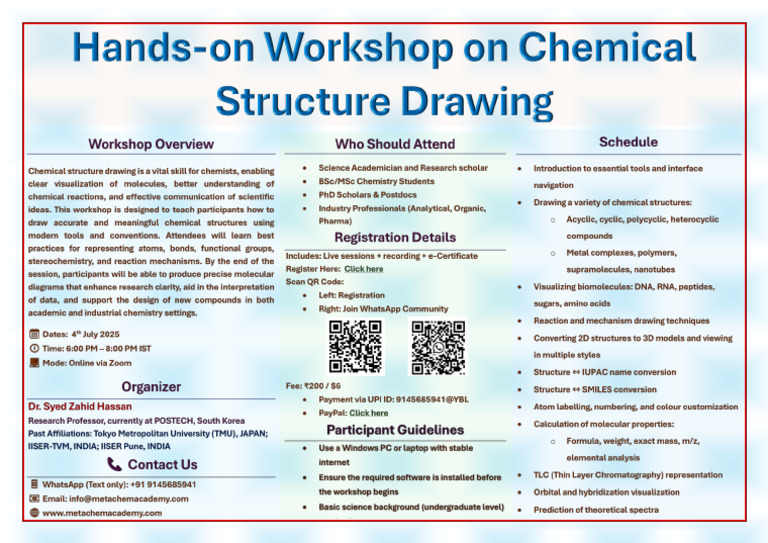Brochure - Workshop On Chemical Structure Drawing | PDF