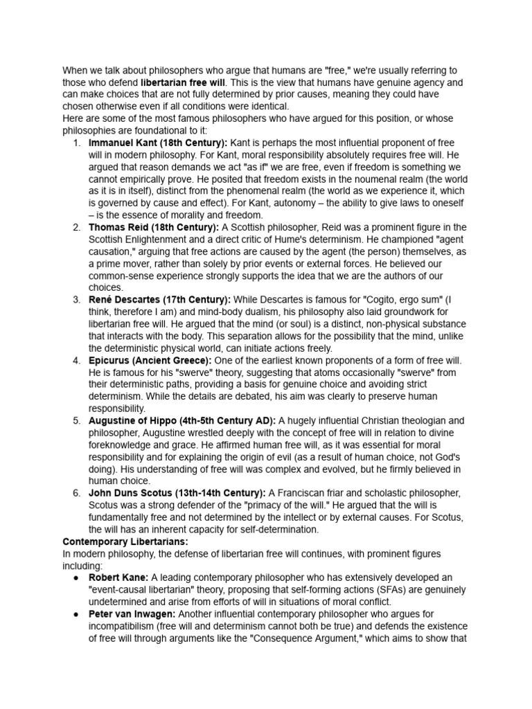 Libertarian Free Will in Philosophy | PDF | Free Will | Determinism