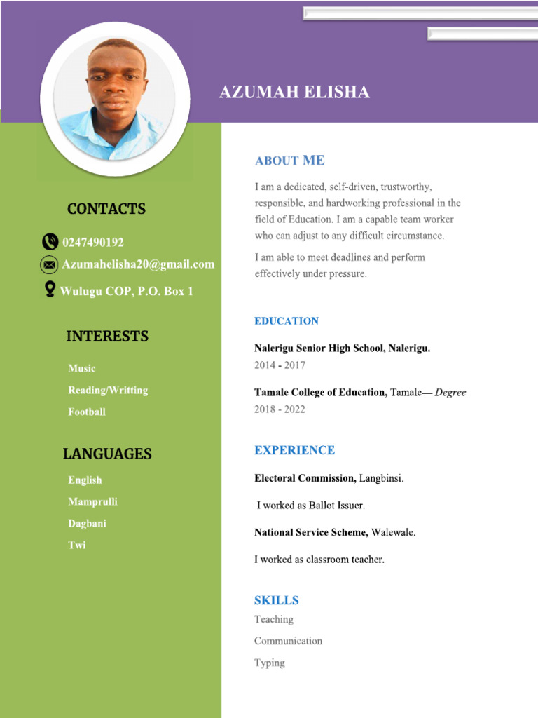 Azumah Elisha CV | PDF