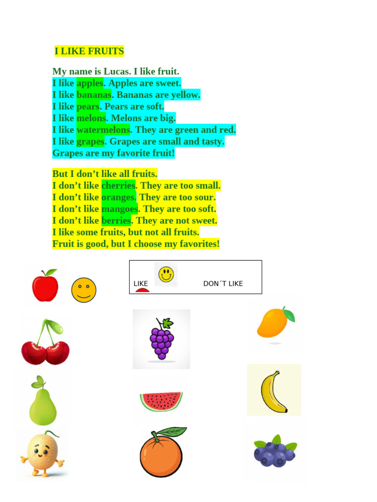 I Like Fruits | PDF