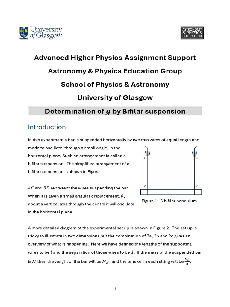 Bifilar Suspension Experiment Guide | PDF | Rotation | Geometry