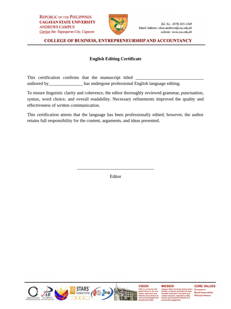 English Editing Certificate | PDF