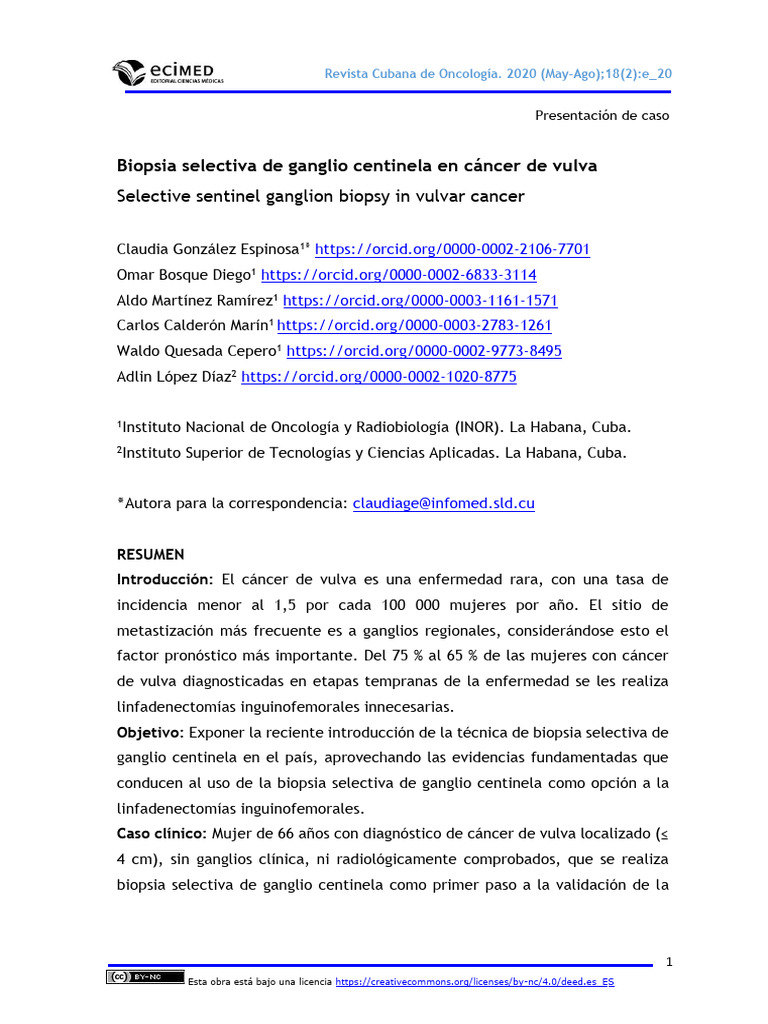 Biopsia Centinela en Cáncer de Vulva | PDF | Cáncer | Medicina