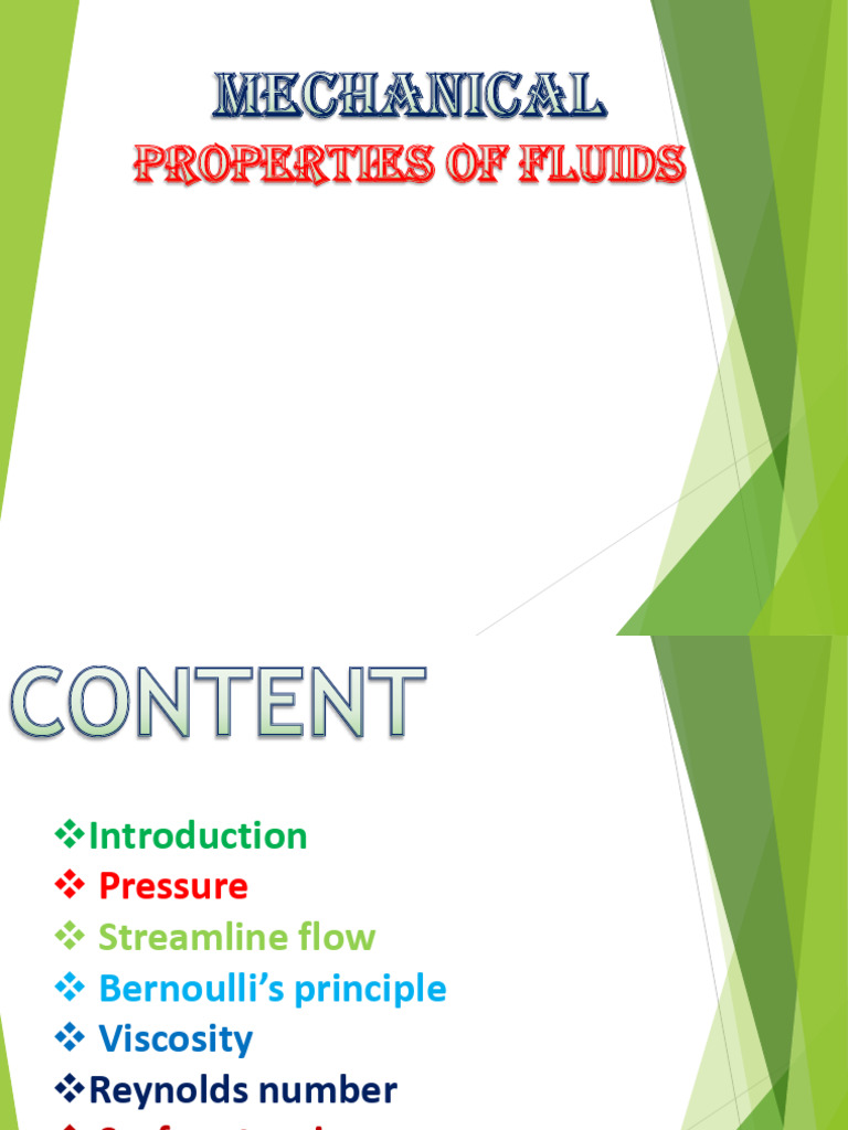 Mechanical Properties of Fluids | PDF | Surface Tension | Pressure