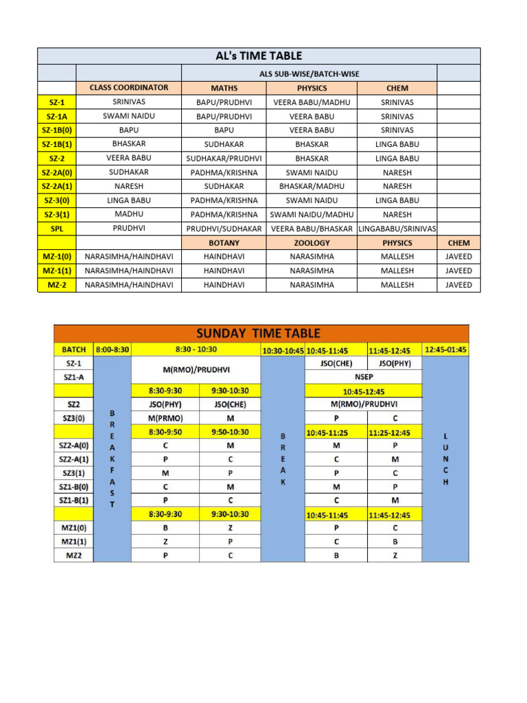 A/L Time Table Overview | PDF