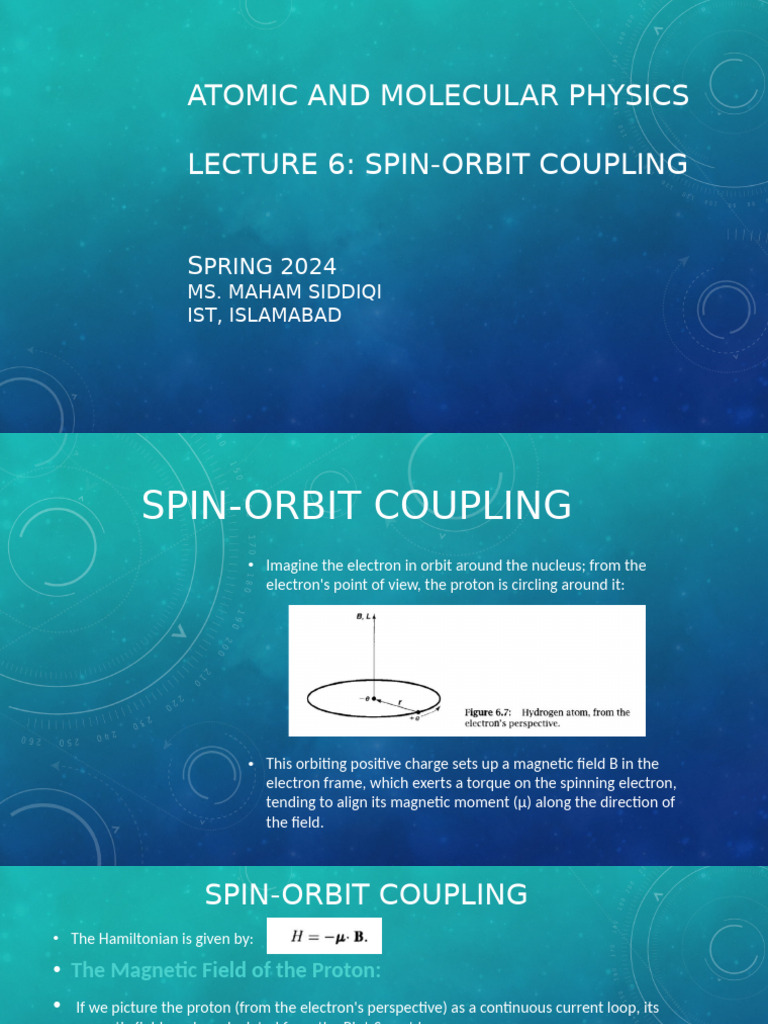 Spin-Orbit Coupling in Atomic Physics | PDF | Electron | Physics