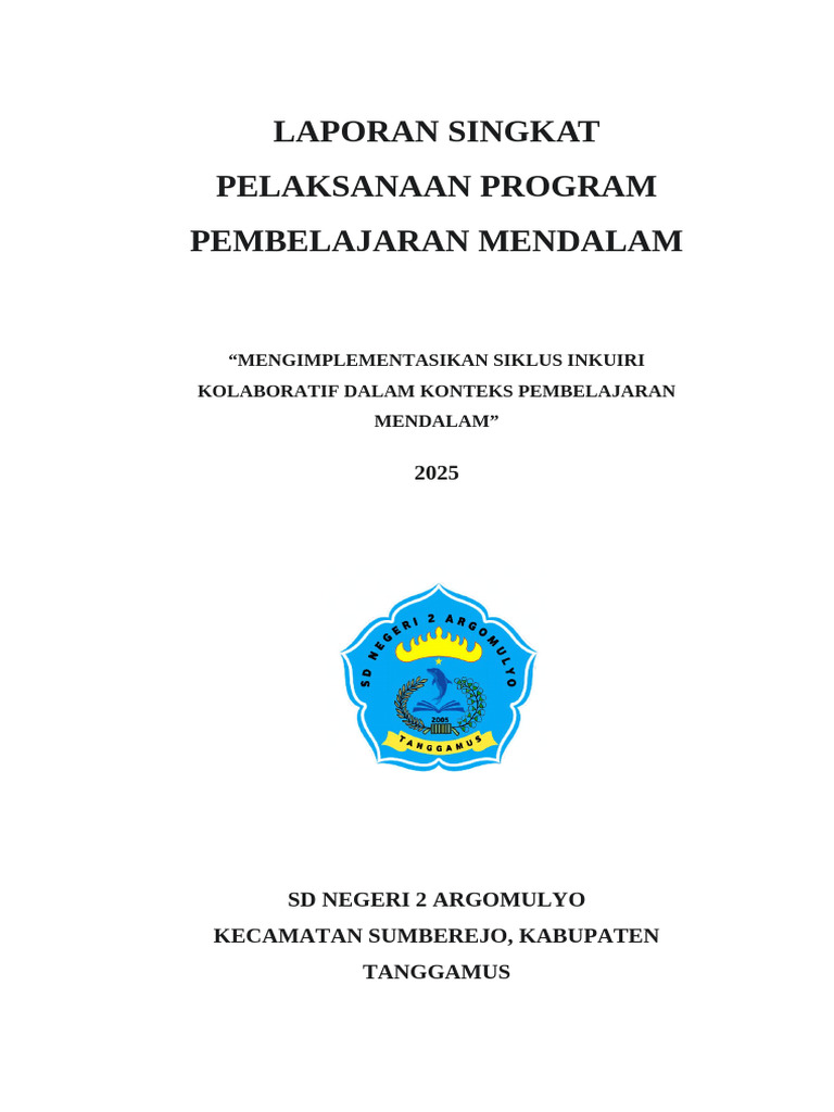 Laporan Pelaksanaan Pembelajaran Mendalam | PDF