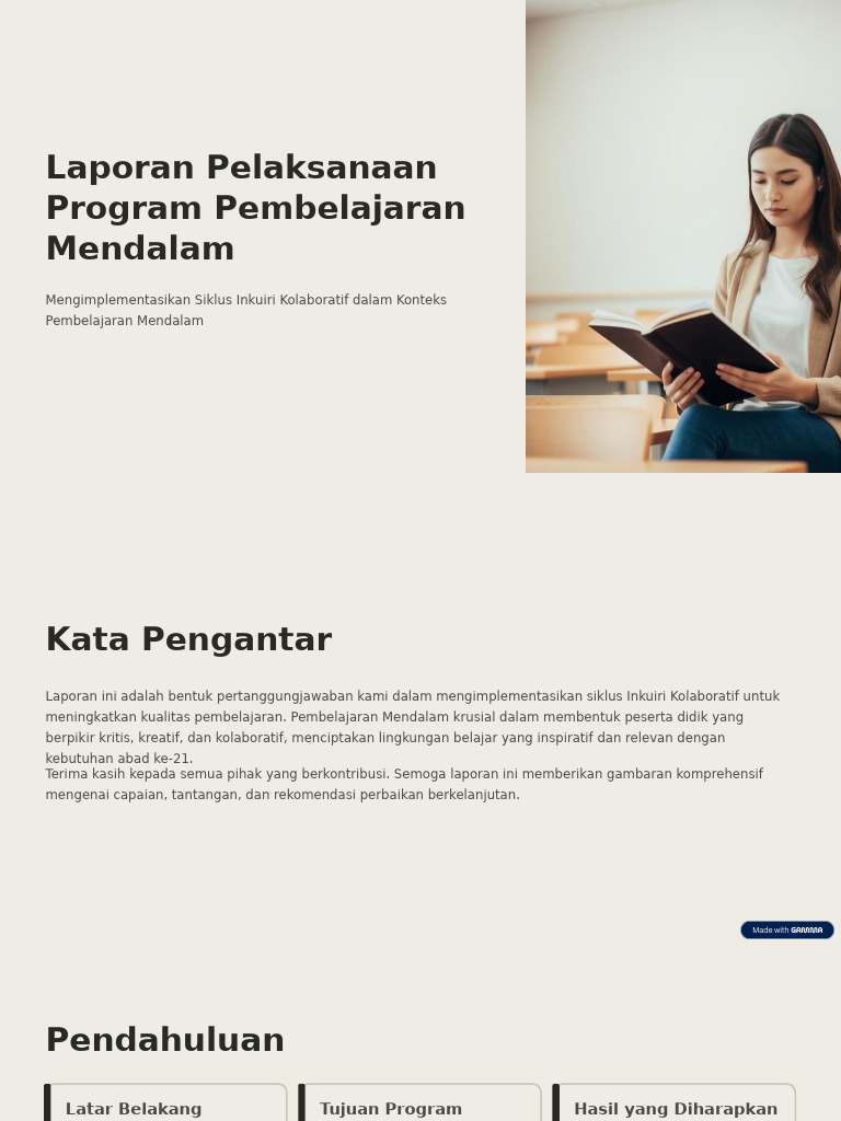 Laporan Pelaksanaan Program Pembelajaran Mendalam | PDF