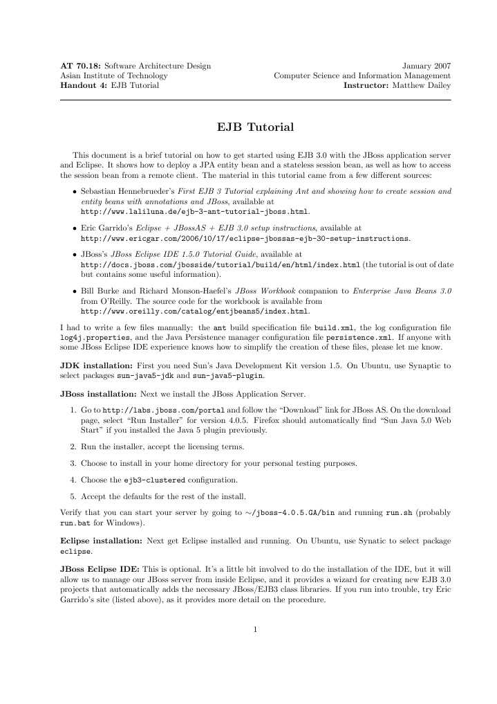 Ejb Tutorial | PDF | Enterprise Java Beans | Eclipse (Software)
