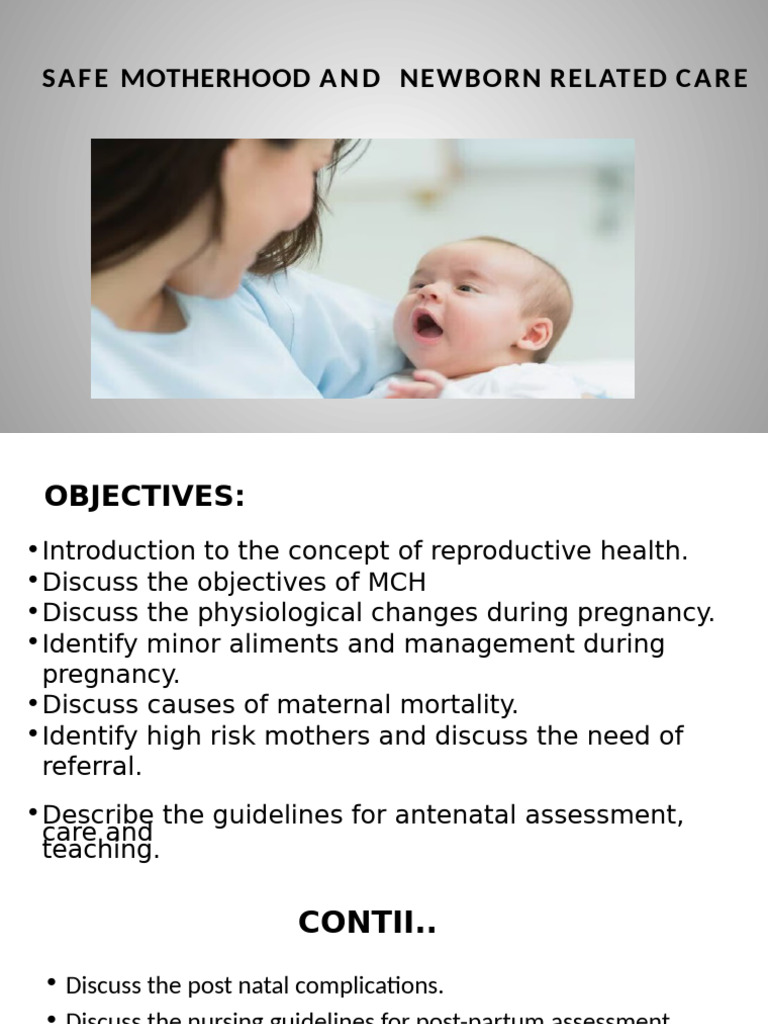 Safe Motherhood: Objectives and Care Guidelines | PDF | Pregnancy ...