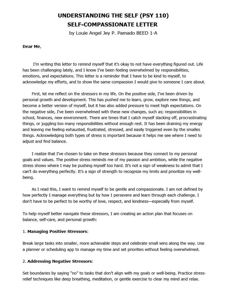 Self-Compassionate Letter - 20250719 - 014745 - 0000 | PDF | Stress ...