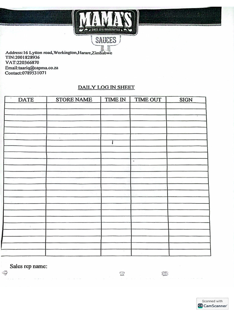 Daily Log in Sheet | PDF