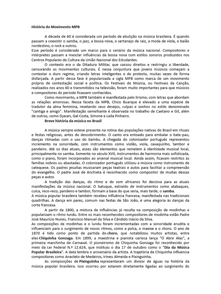 História Do Movimento MPB | PDF