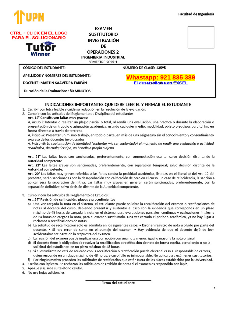 TW-Examen Susti Inv Ope 13598 2025-1 (WSP +51 921 835 389) | PDF ...
