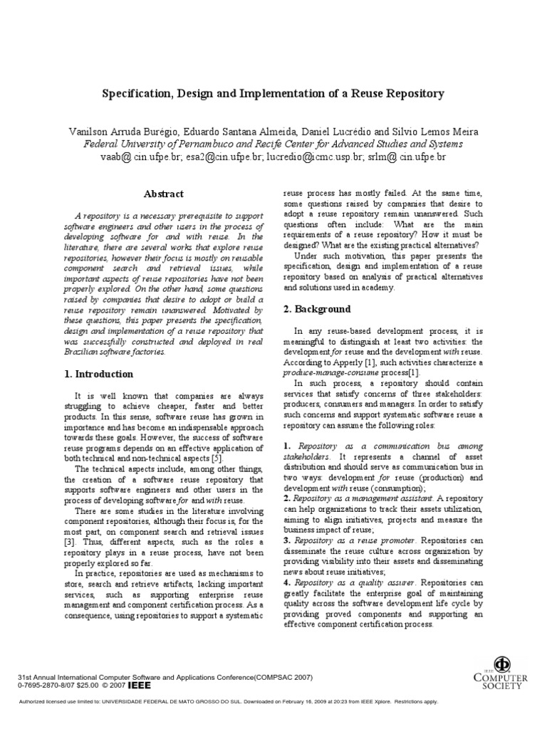 Art Specification Design and Implementation of A Reuse Repository | PDF ...