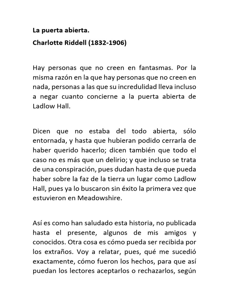 La puerta abierta en Ladlow Hall | PDF | Verdad | Libra esterlina