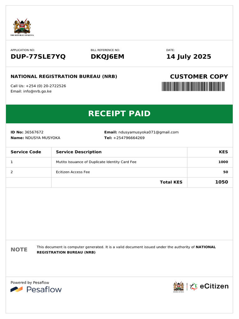 Dup 77sle7yq NRB Receipt | PDF