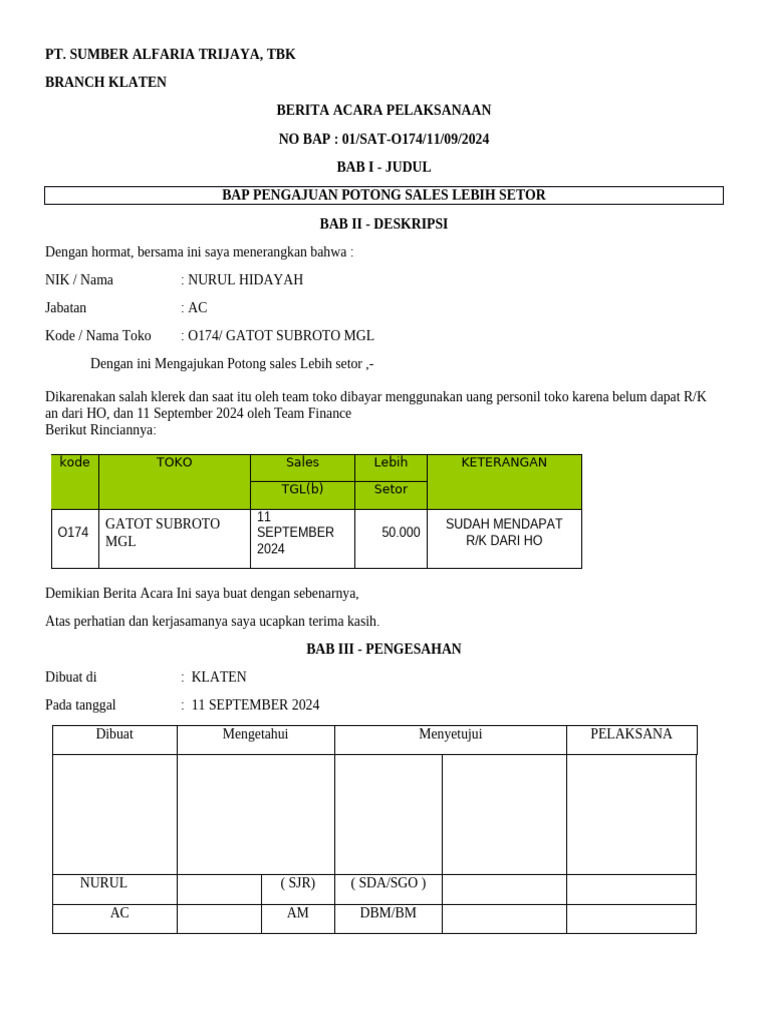 Contoh Ba Lebih Setor-3 | PDF
