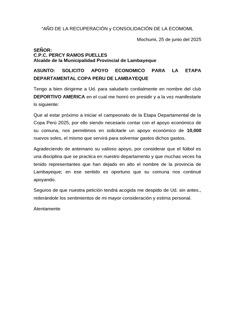 Solicito Apoyo Economico | PDF