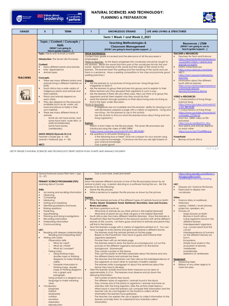 Grade 5 Science: Plants and Animals | PDF | Learning | Biodiversity