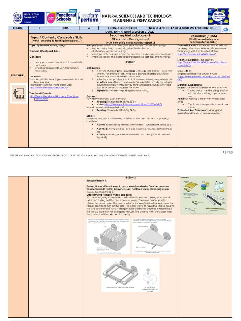 Lesson Plan Gr. 5 Natural Sciences and Technology Les. 2 T4 W3 | PDF ...