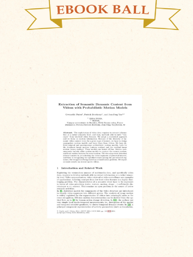 Extraction of Semantic Dynamic Content From Videos With Probabilistic Motion Models 1st Edition ...