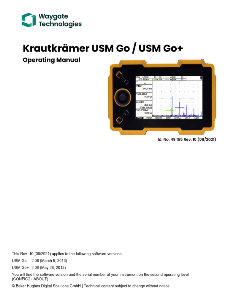 Usm Go Operating Manual Rev 10 Pdf Calibration Battery Charger