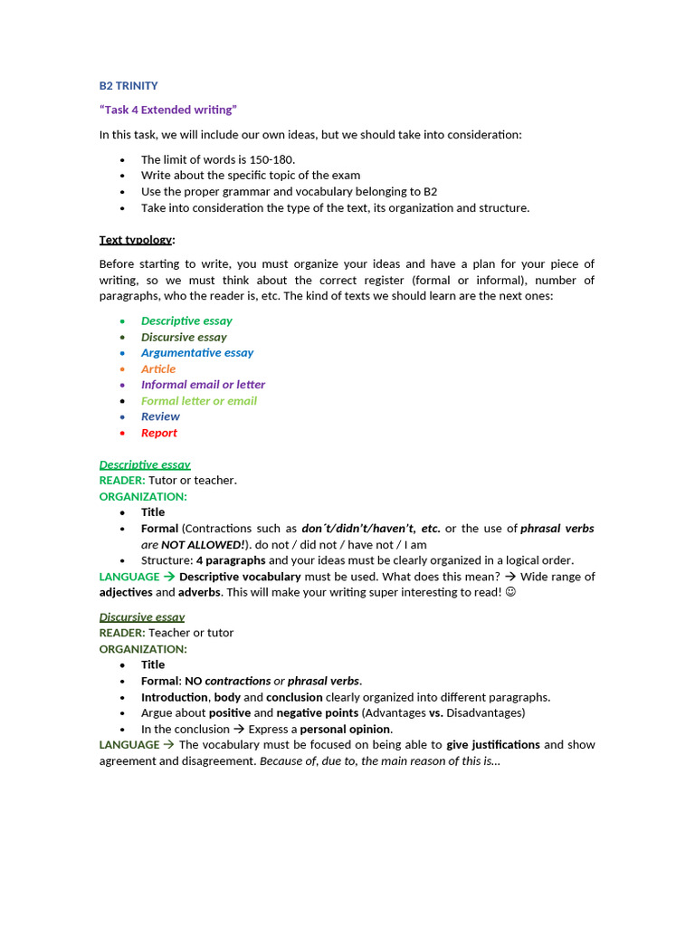 Writing Text Typology b2 | PDF | Essays | Linguistic Typology